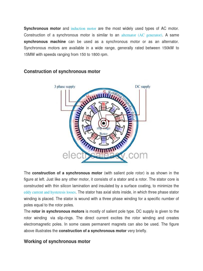 Auto Synchronous Motor | PDF | Electric Motor | Electricity
