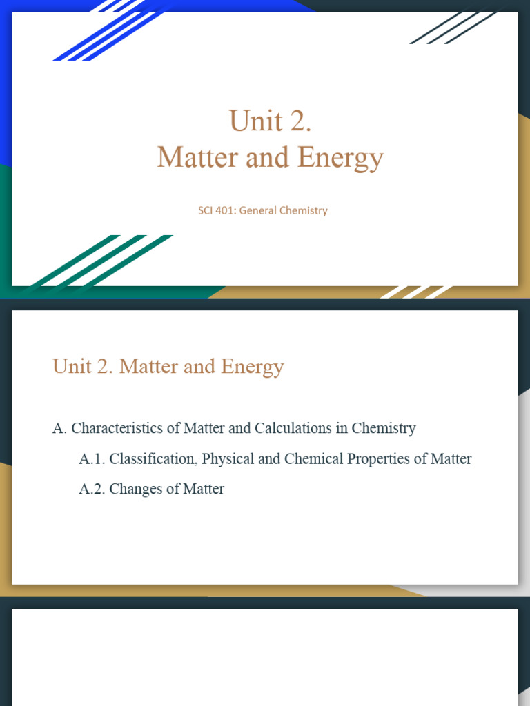Unit 2. Matter and Energy | PDF