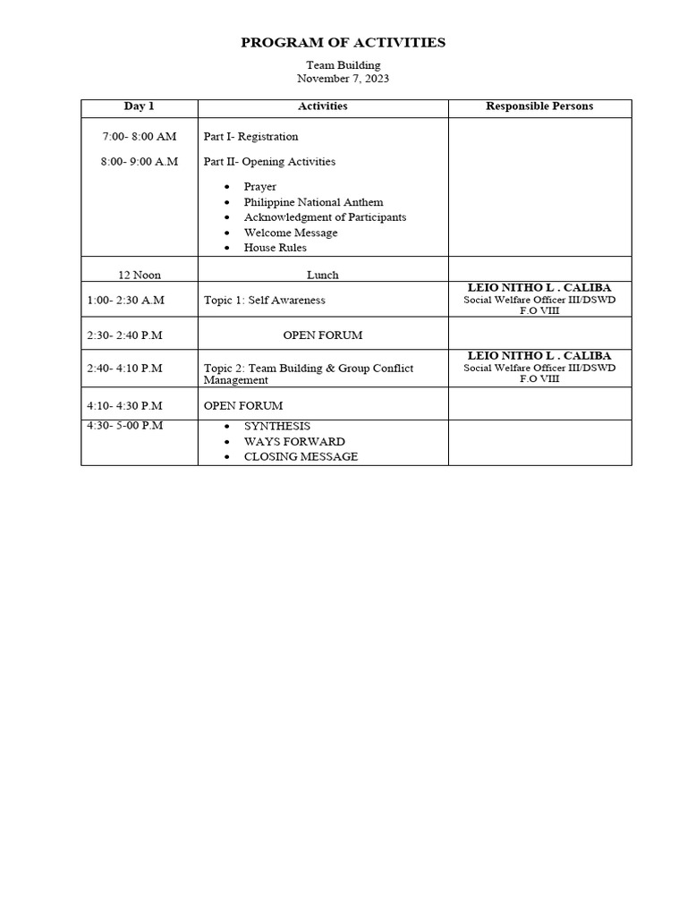 Program Team Building SB | PDF