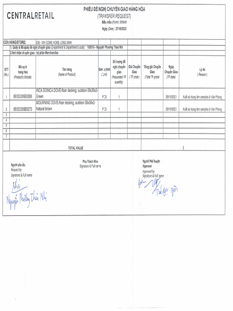 Chuyển Giao Hàng Hoá SAMPLE | PDF