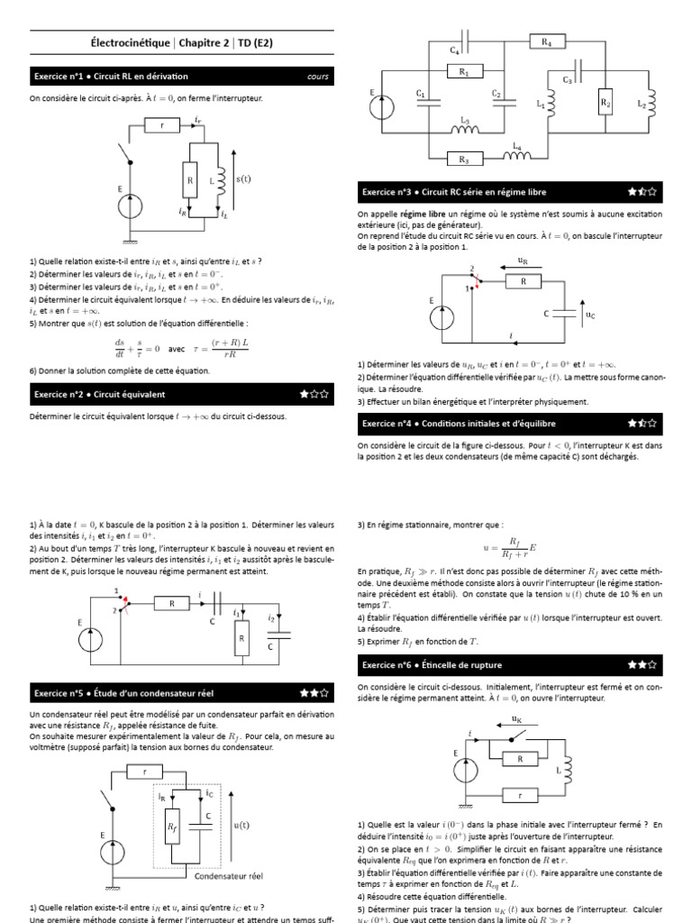 Exercices d'Électrocinétique | PDF