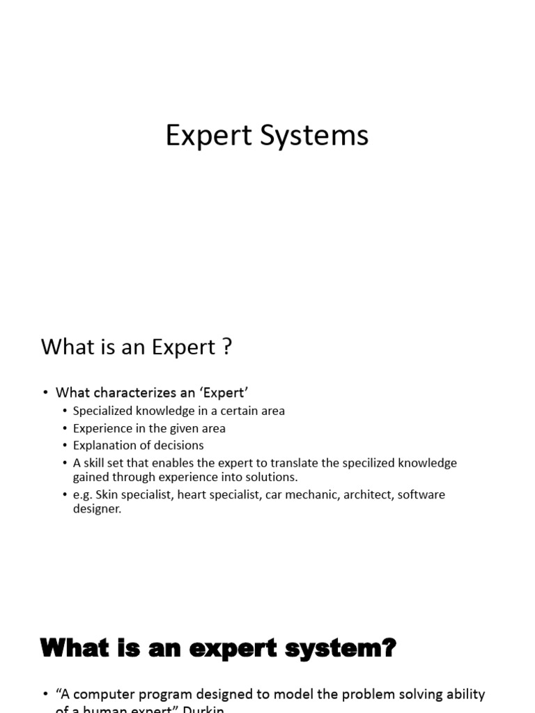 Lecture 12 - Expert Systems | PDF | Expert | Inference