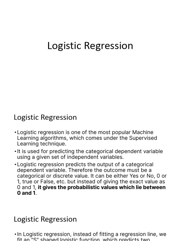 Lecture 24 - Logistic Regression | PDF Lecture 24 - Logistic Regression | PDF