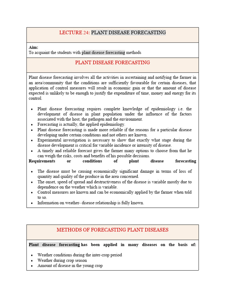 Disease Forecasting and Crop Loss Assessment | PDF | Plant Pathology ...