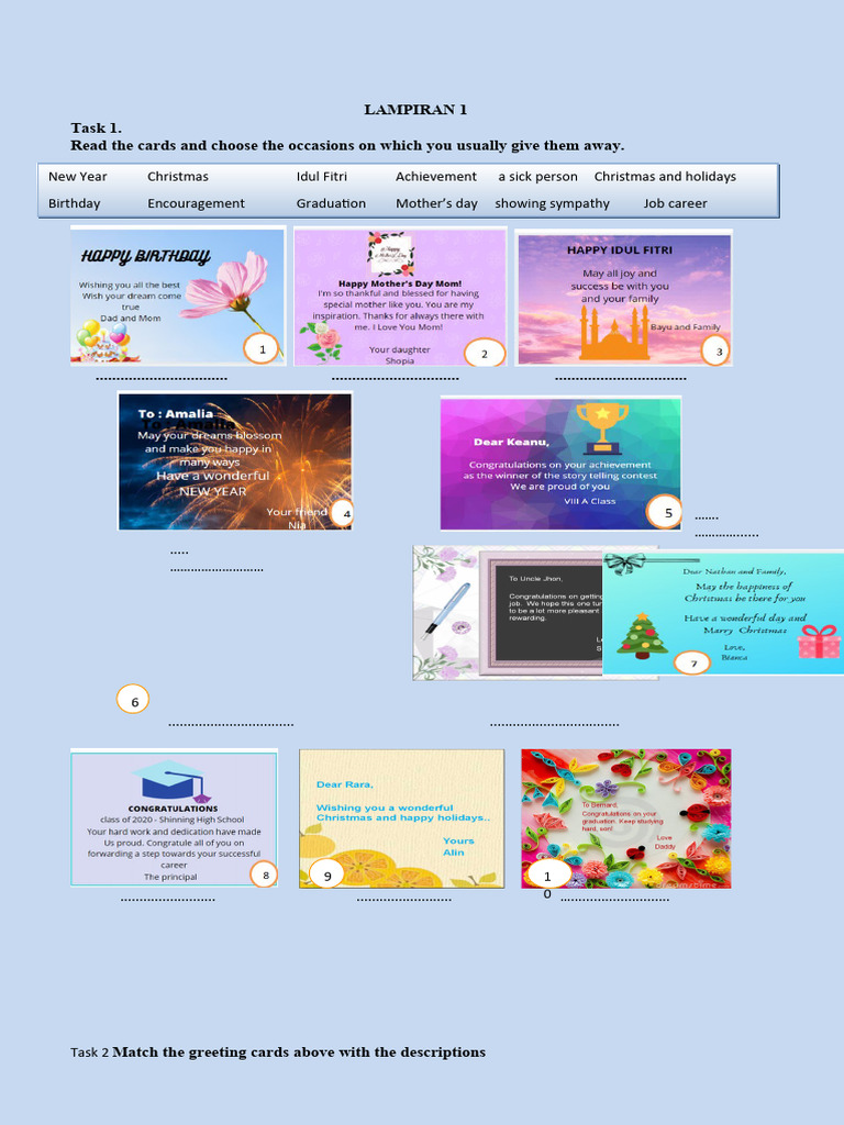 Greeting Card Expressions and Tasks | PDF | Christmas