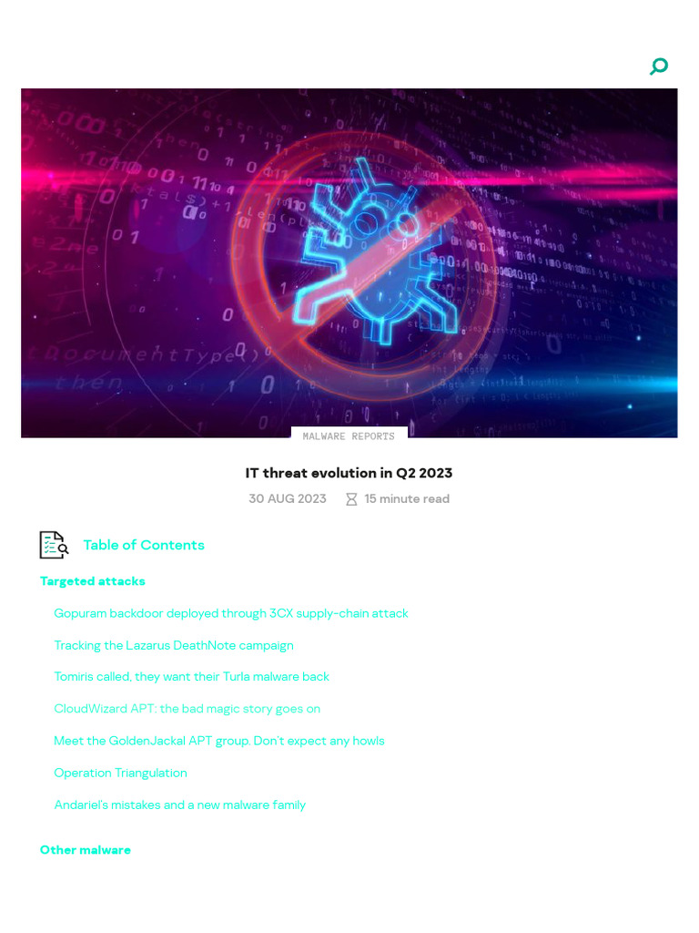 Kaspersky Malware Report For Q2 2023 - Securelist | PDF | Malware | World Wide Web