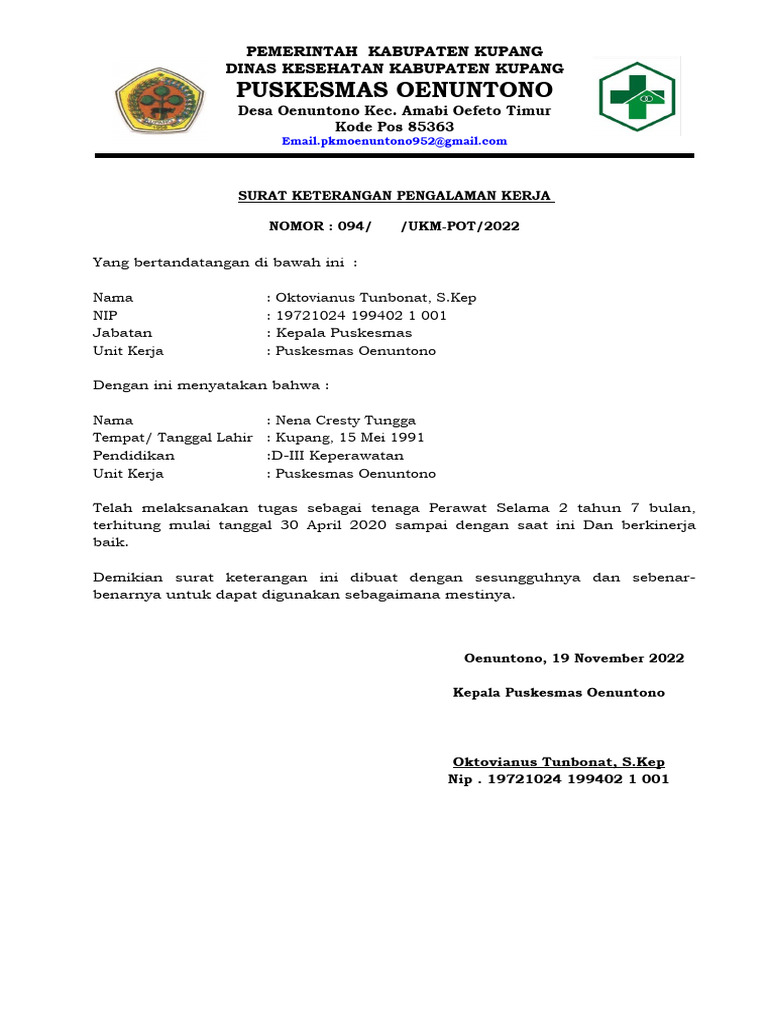 4.lampiran Surat Keterangan Pengalaman Kerja | PDF