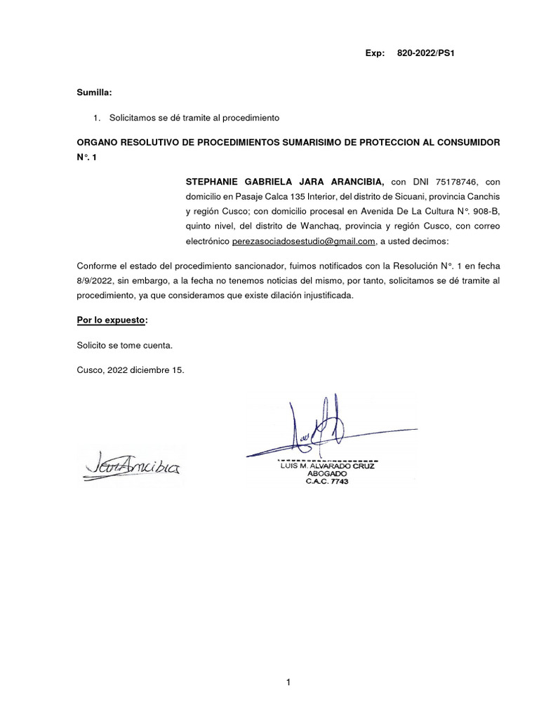 Escrito - Arancibia | PDF | Derecho