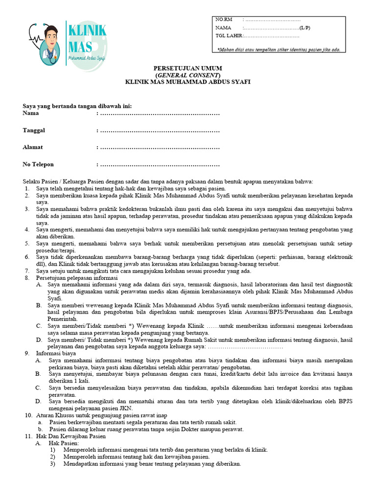 Persetujuan Umum (General Consent) | PDF