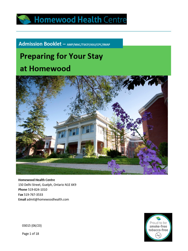 Homewood Health Centre Admission Guide | PDF