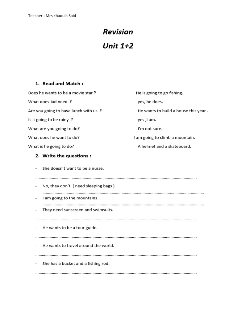 Unit 1 Revision Activities | PDF | Sports & Recreation | Games & Activities