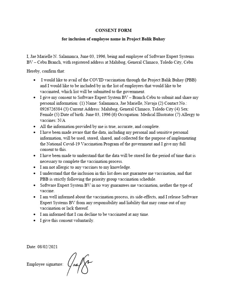 Consent Form For PPB | PDF