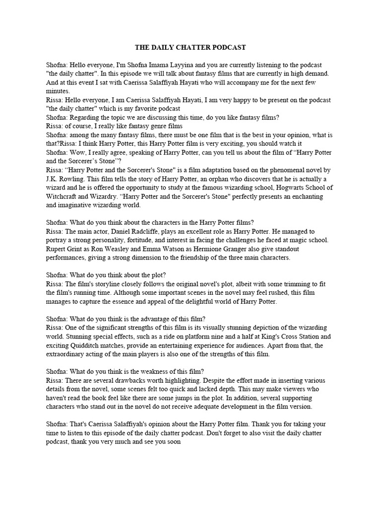 Teks Podcast | PDF | Harry Potter