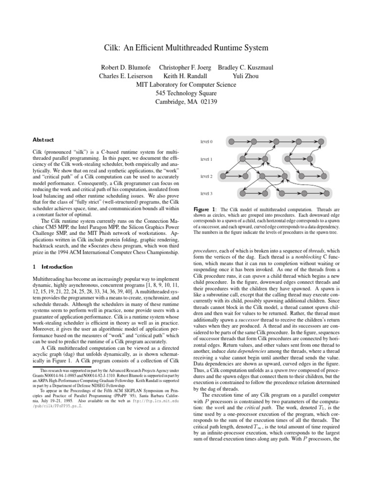 Cilk Multithreaded Runtime System Pdf Parameter Computer Programming Computer Programming
