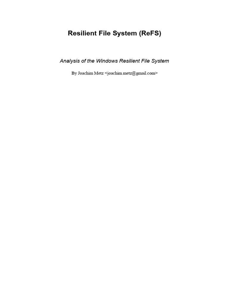 Resilient File System Refs Pdf File System Metadata