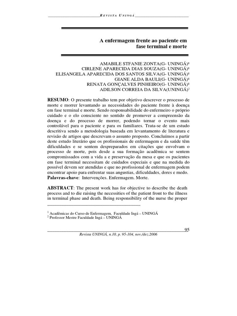 Karina, Editor Da Revista, REVISTA 10 - ARTIGO 08 | PDF | Morte | Enfermagem