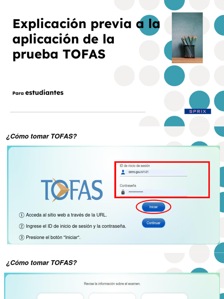 Guía para tomar la prueba TOFAS | PDF
