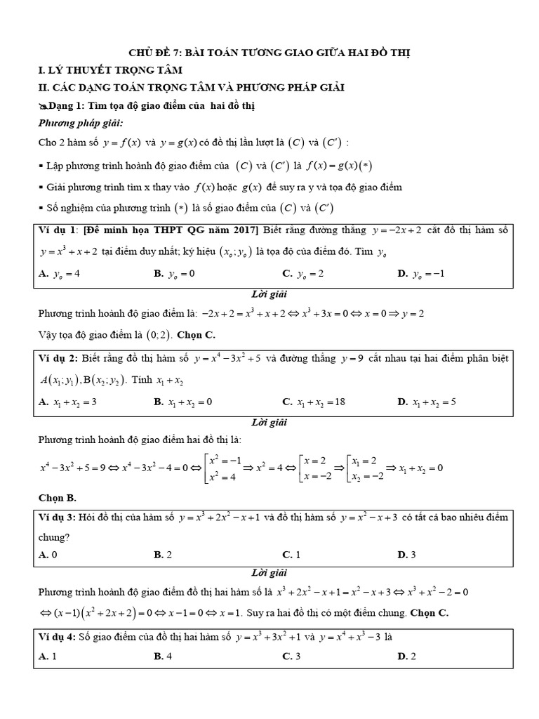 Bai Toan Tuong Giao Giua Hai Do Thi | PDF