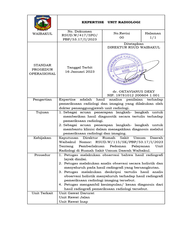 Expertise Unit Radiologi | PDF