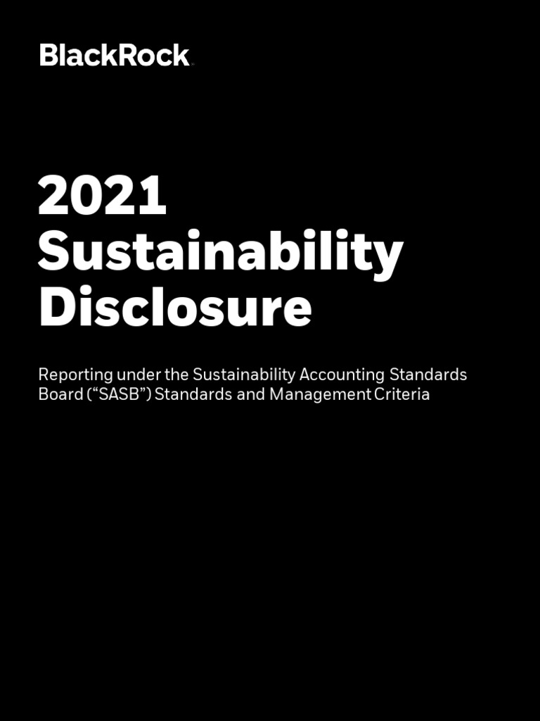 Blackrock 2021 Sasb Disclosure | PDF