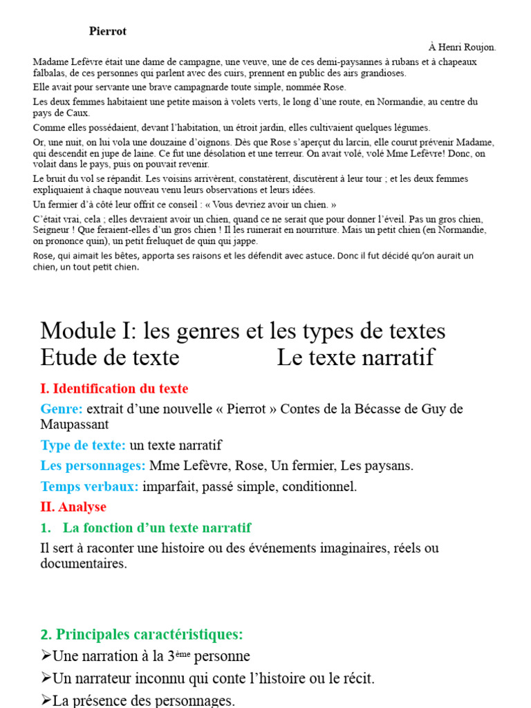 Le Texte Narratif Lecture Et Langue | PDF