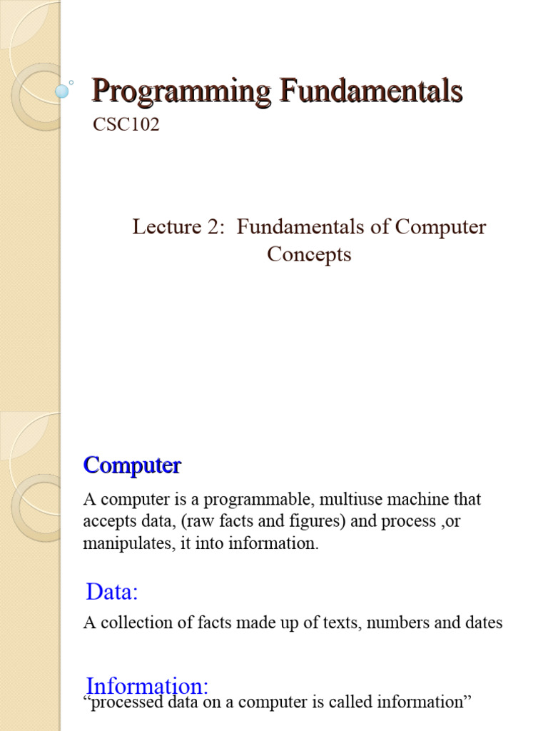 2-Lec B - Fundamentals of Computer Concepts | PDF | Computer Data Storage | Input/Output