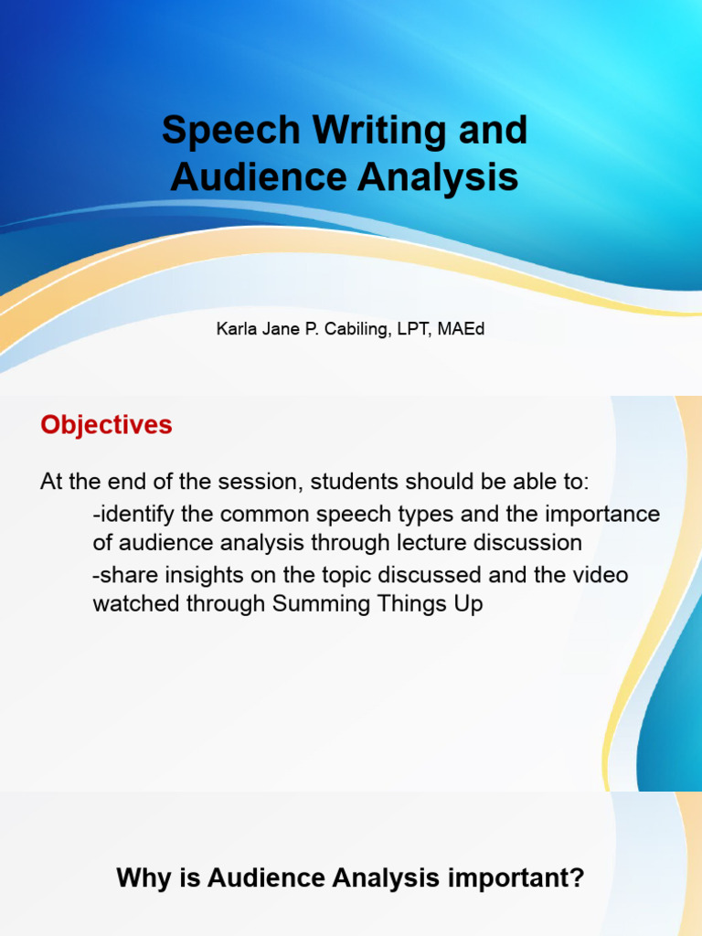 AH 111 - Speech Writing and Delivery and Audience Analysis Ver 2 | PDF ...