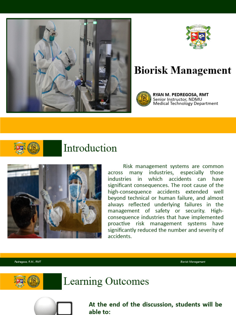 Week 7 - Biorisk Management | PDF | Risk | Hazards