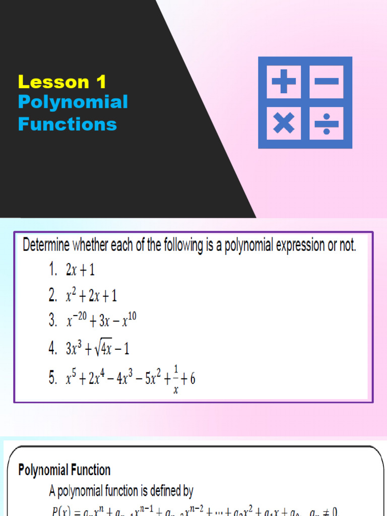 Week1 Lecture 1 Polynomial Functions | PDF | Teaching Methods & Materials