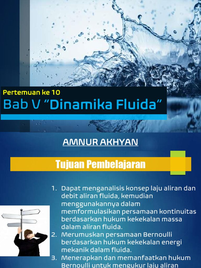 Pertemuan Ke 10 BAB V Dinamika Fluida (Compressed) | PDF | Seni