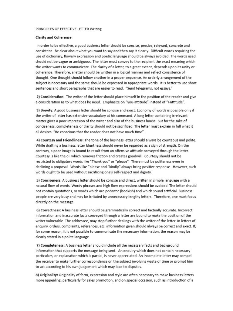 Effective Business Letter Writing Principles | PDF | Human Communication