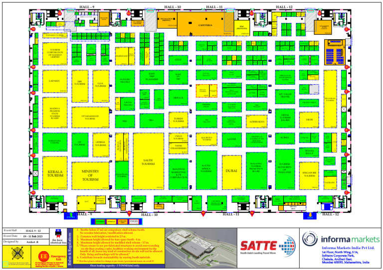 SATTE 2023 Hall 9 - Hall 12 Floor Plan (02.01.2023) Internal Layout | PDF