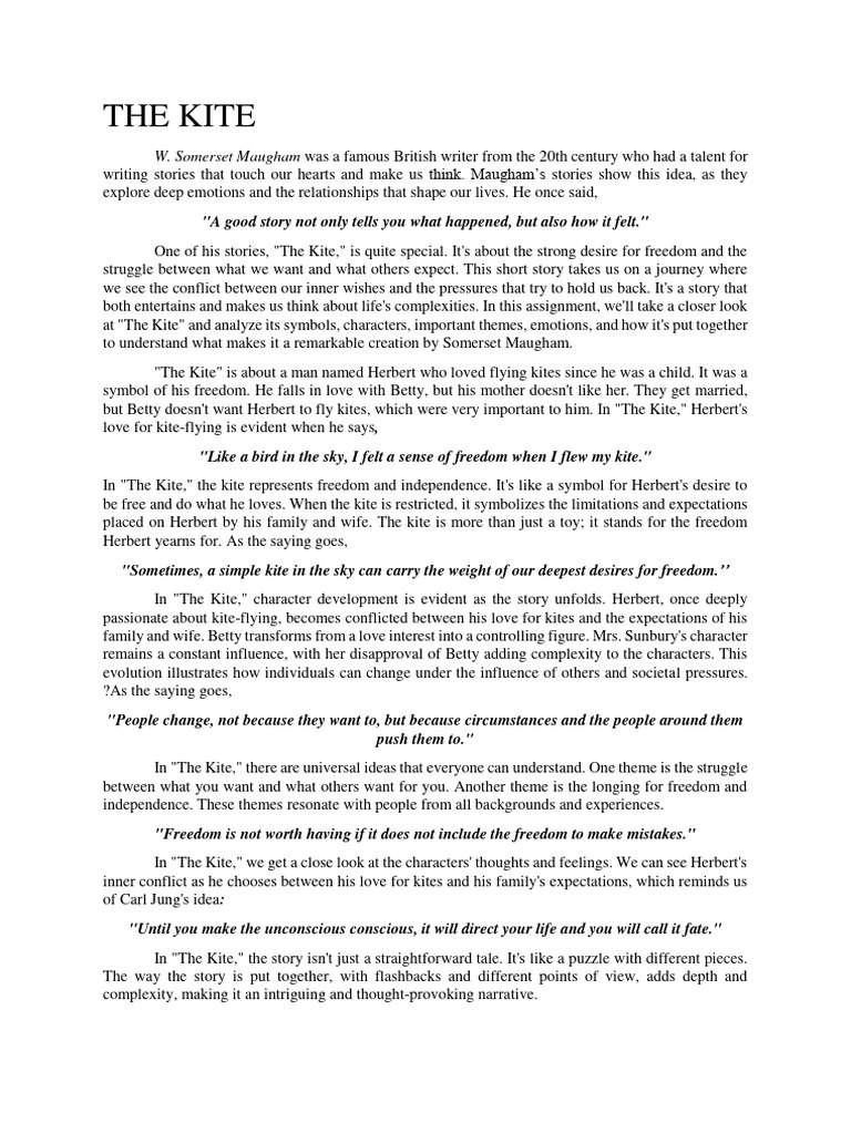 Analysis of Maugham's "The Kite" | PDF