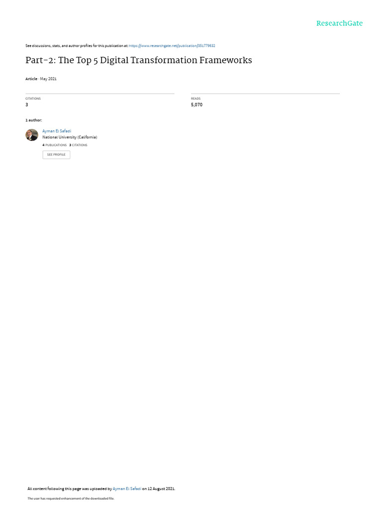 Part-2: The Top 5 Digital Transformation Frameworks: Article | PDF ...