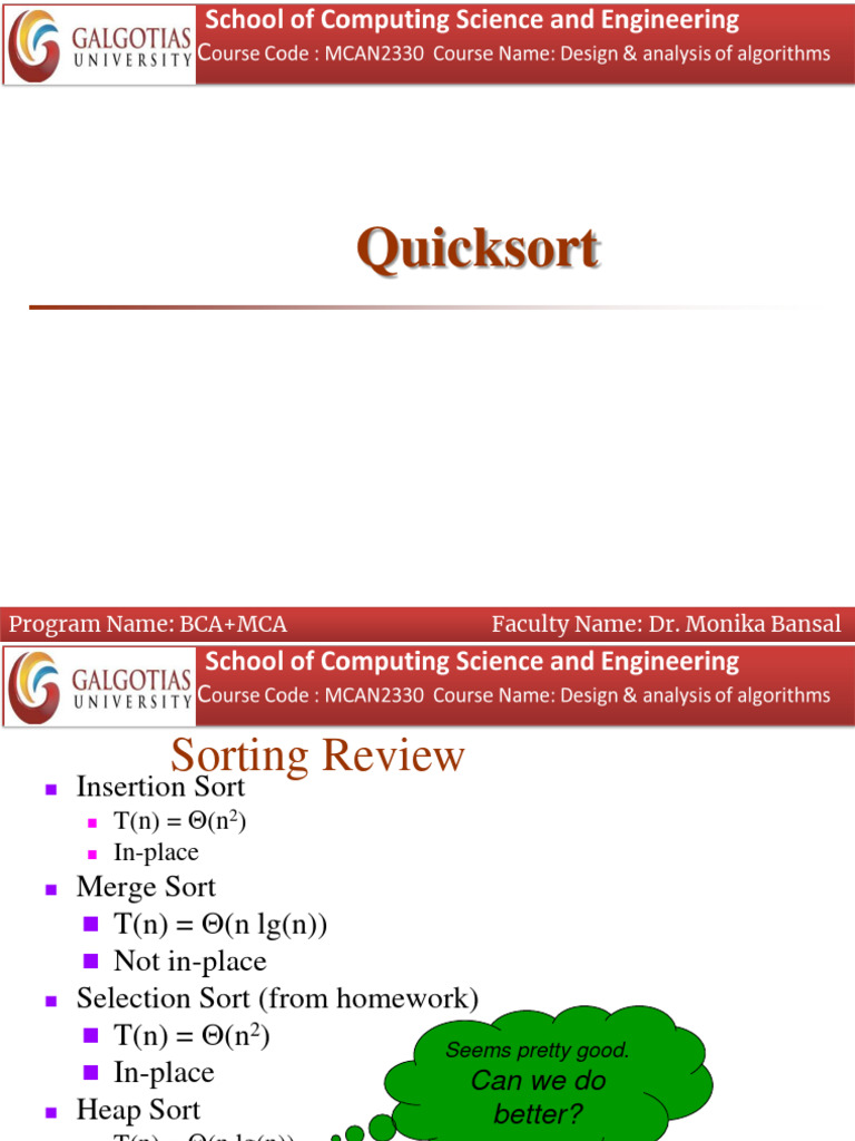 4 Quick Sort Pdf Algorithms And Data Structures Theoretical Computer Science