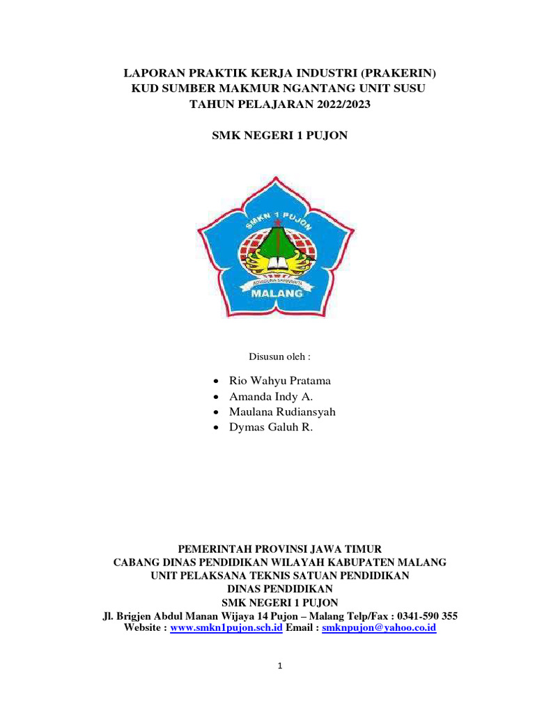 PSG UNIT SUSU KUD SUMBER MAKMUR NGANTANG-RIO WAHYU - Edittttt-1 | PDF