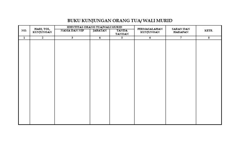 Buku Kunjungan Orang Tua Wali Murid | PDF