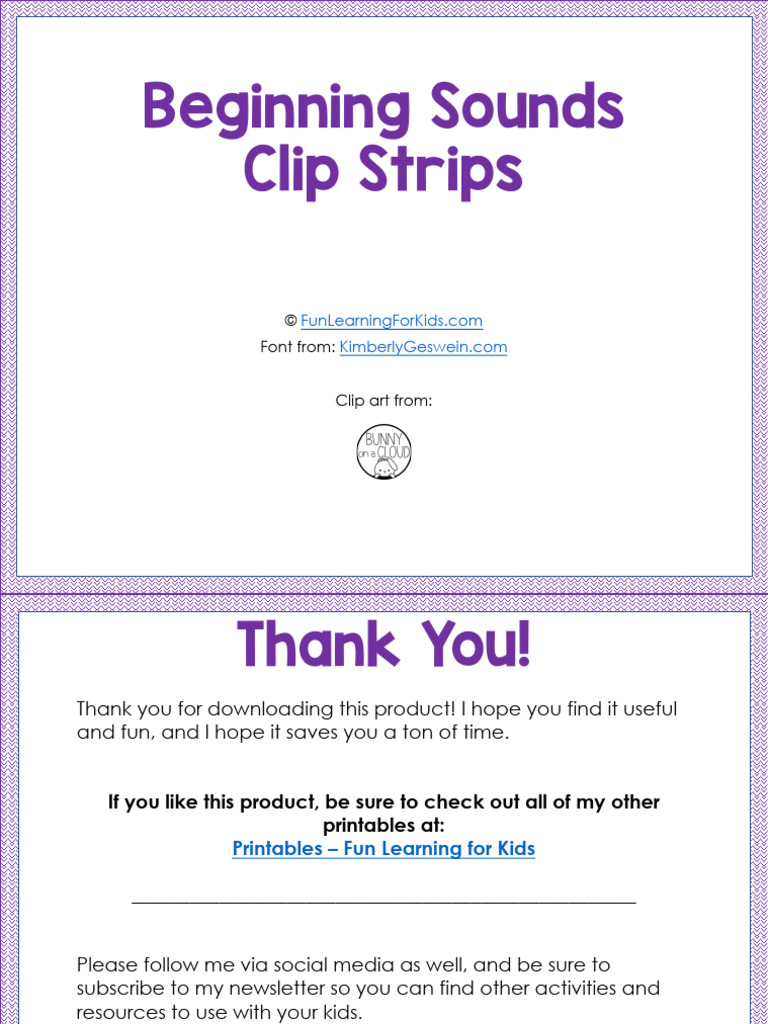 Alphabet Beginning Sound Clip Strips | PDF