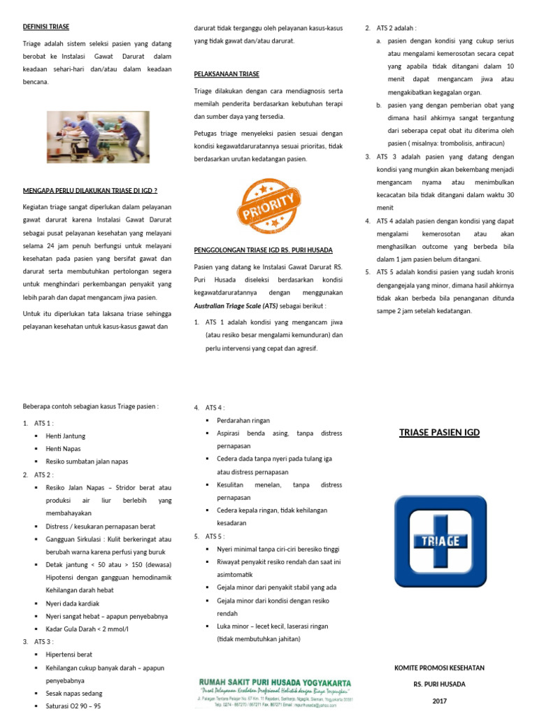 Leaflet Triase Igd RSPH PDF Free Dikonversi | PDF