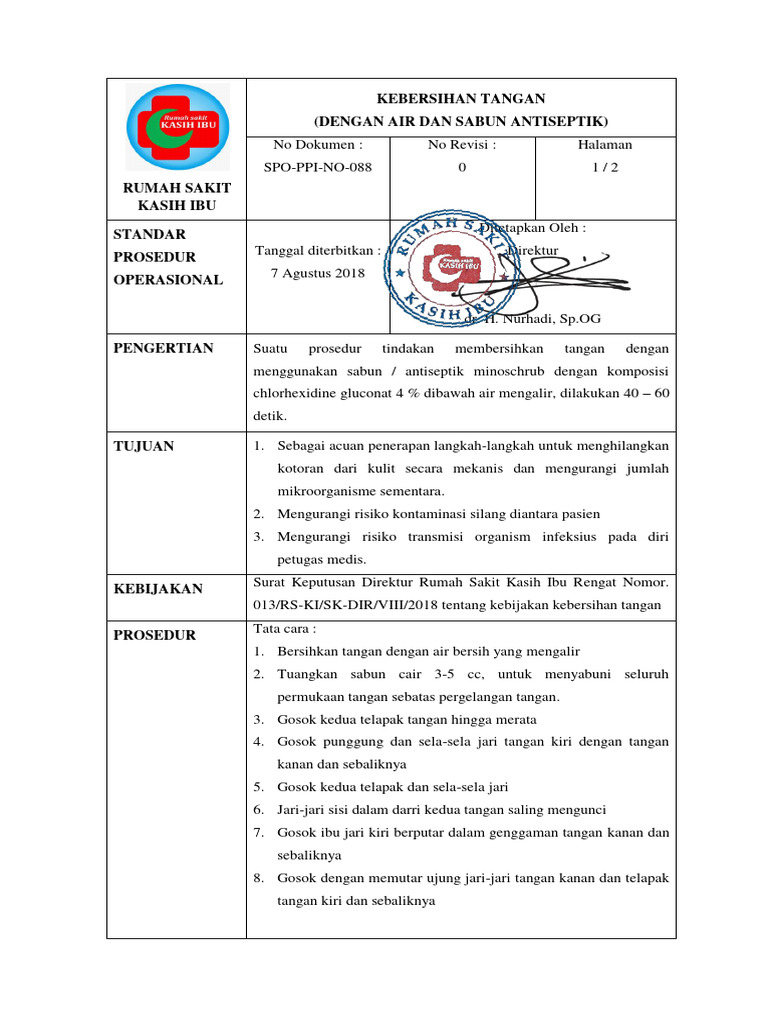 Spo Kebersihan Tangan Dengan Air Dan Sabun | PDF