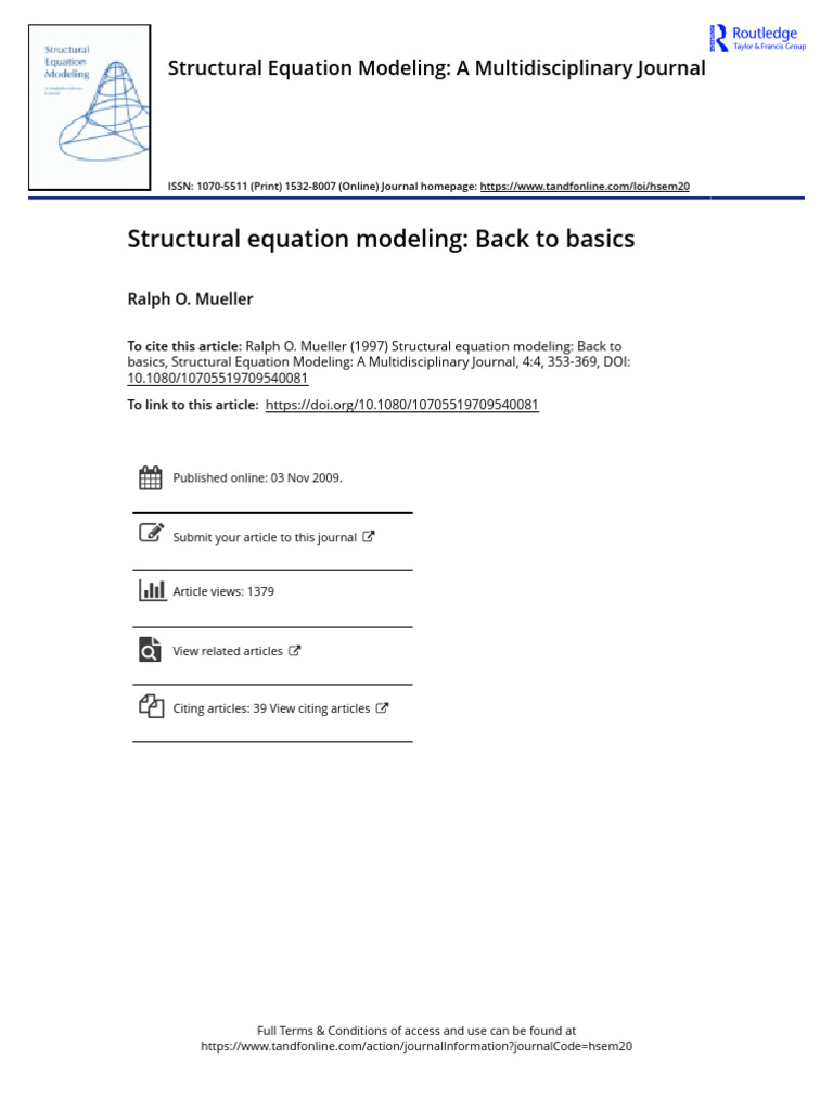 Structural Equation Modeling Back To Basics | PDF | Structural Equation Modeling | Statistics
