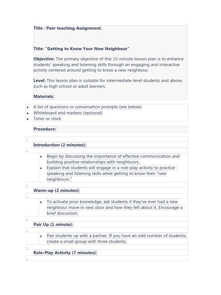 Peer Teaching Assignment | PDF