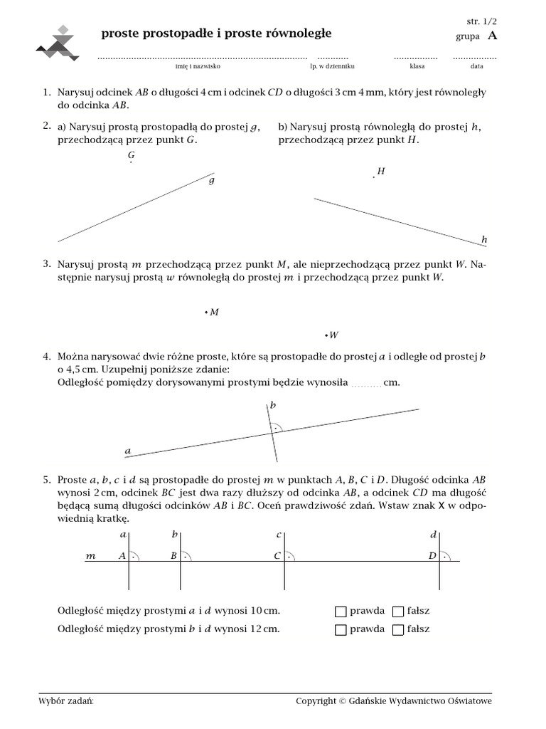 Proste Prostopadłe I Proste Równoległe | PDF