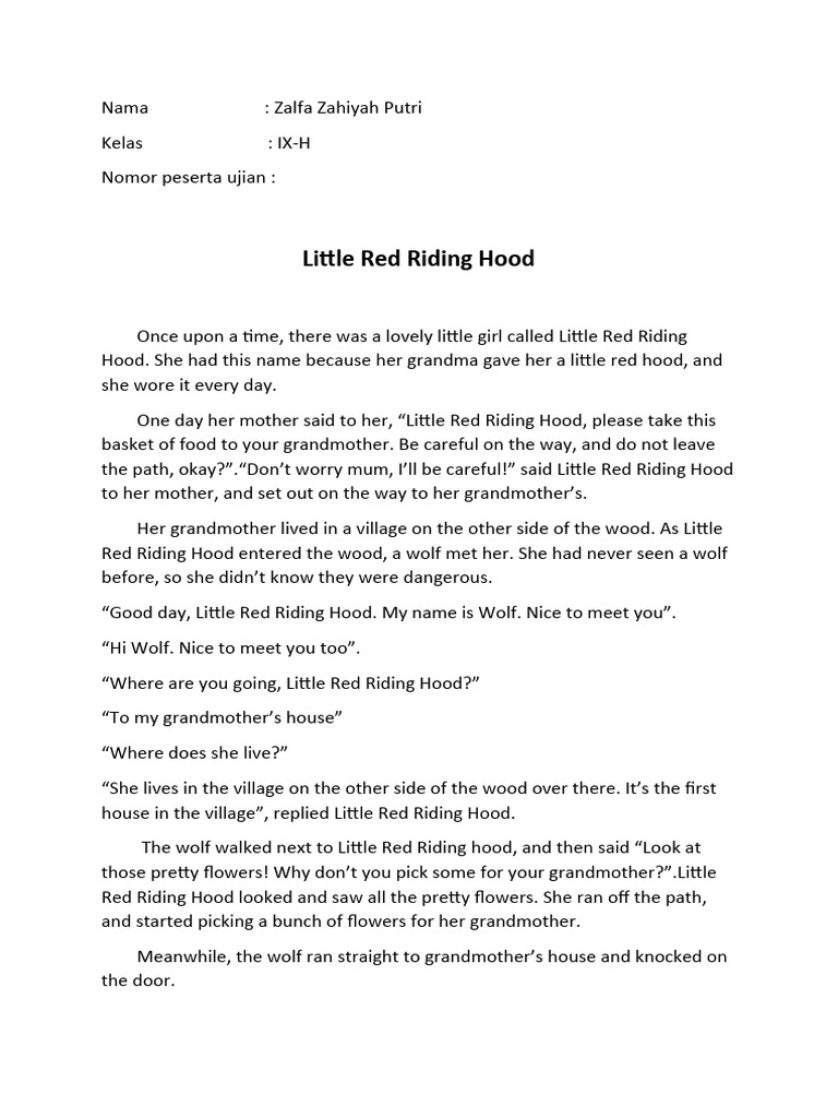 Teks Little Red Riding Hood | PDF | Little Red Riding Hood