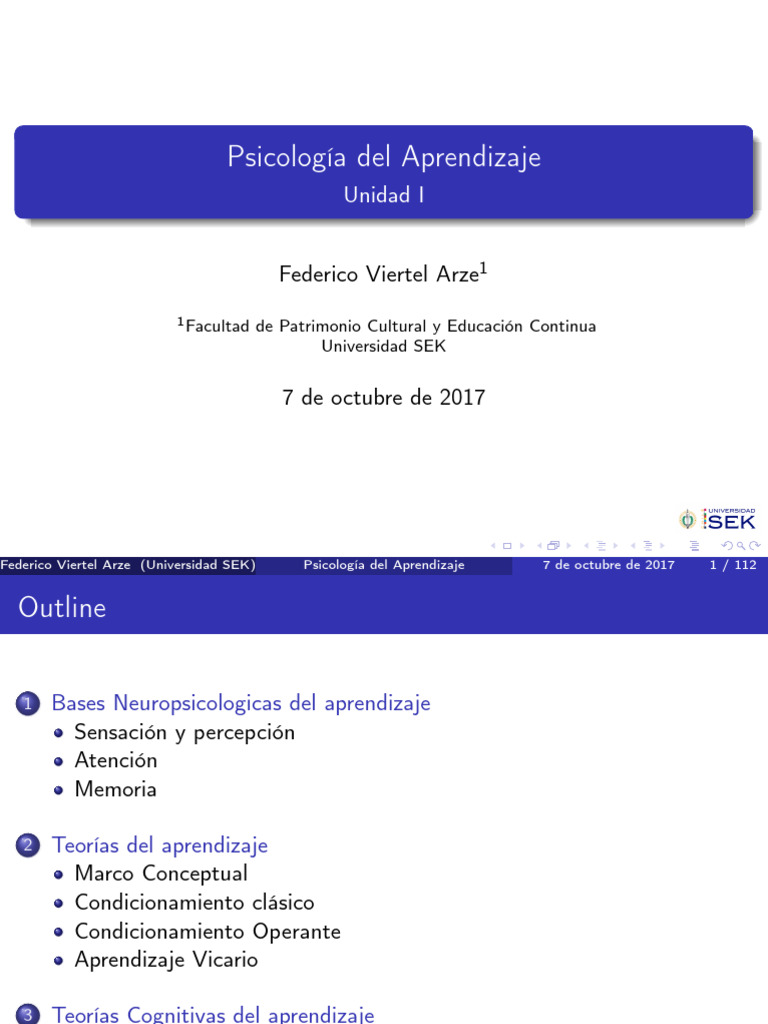 Psicolog A Del Aprendizaje Unidad I | PDF | Escuchando | Memoria