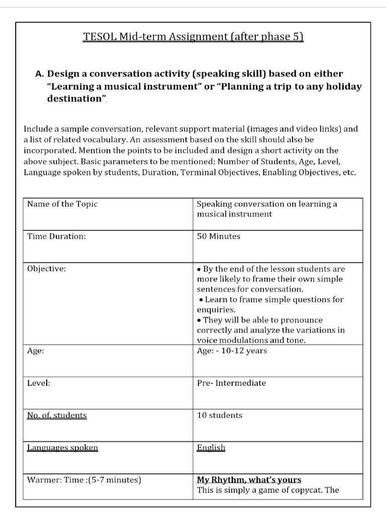 Tesol Assignment | PDF