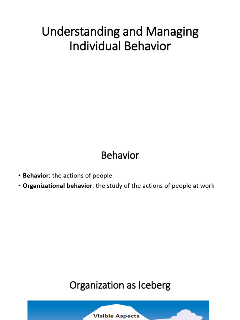 Understanding and Managing Individual Behavior 1 | PDF | Attitude ...