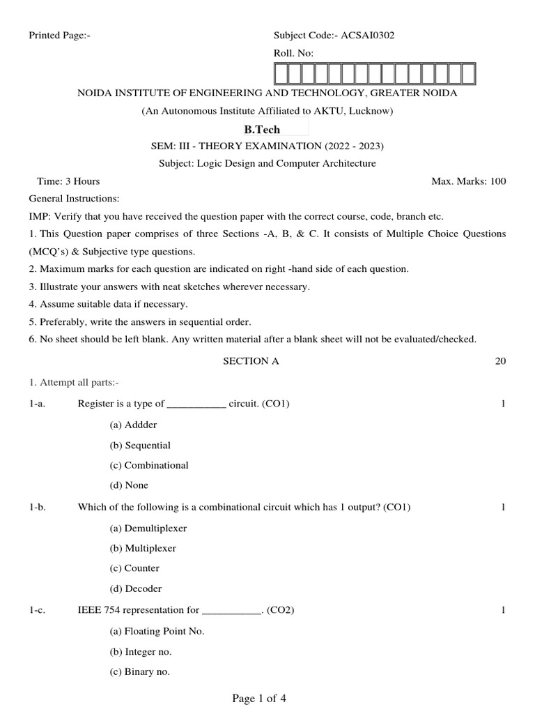 LDCA Previous Year Paper | PDF | Computer Hardware | Electrical Engineering