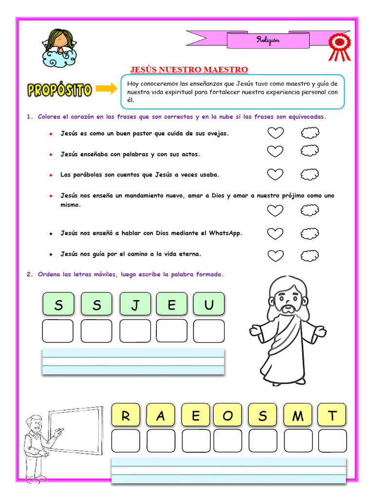 E6 Ficha D2 Religión Jesus Es Mi Maestro | PDF | Jesús | Amor