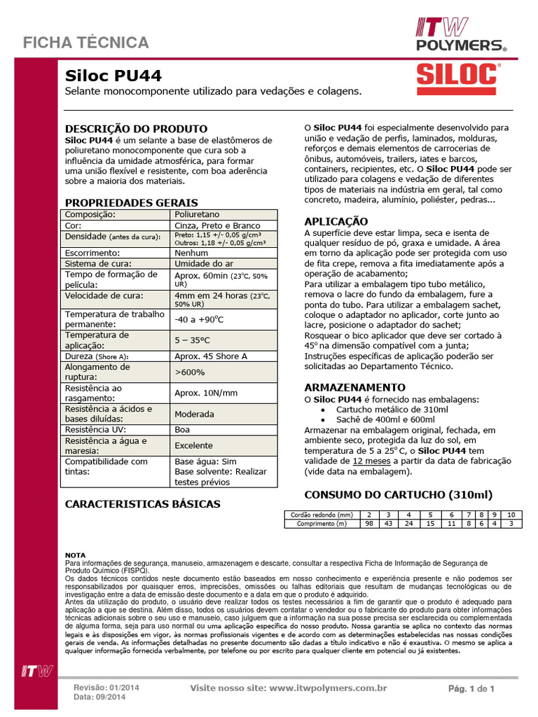 Siloc Pu44 Ficha Tecnica | PDF